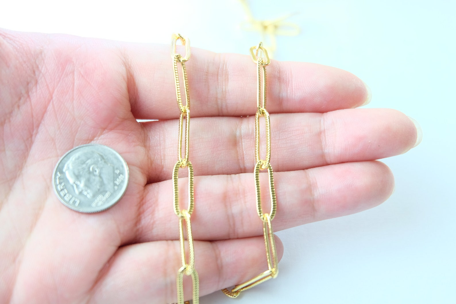 14k Gold Plated Texturized Paperclip Chain by Foot Texturized - Etsy