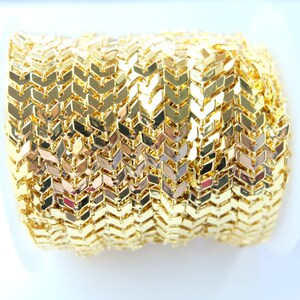14k Gold Plated Chevron Shape Chain by Foot, Chevron Shape Charm Chain ...