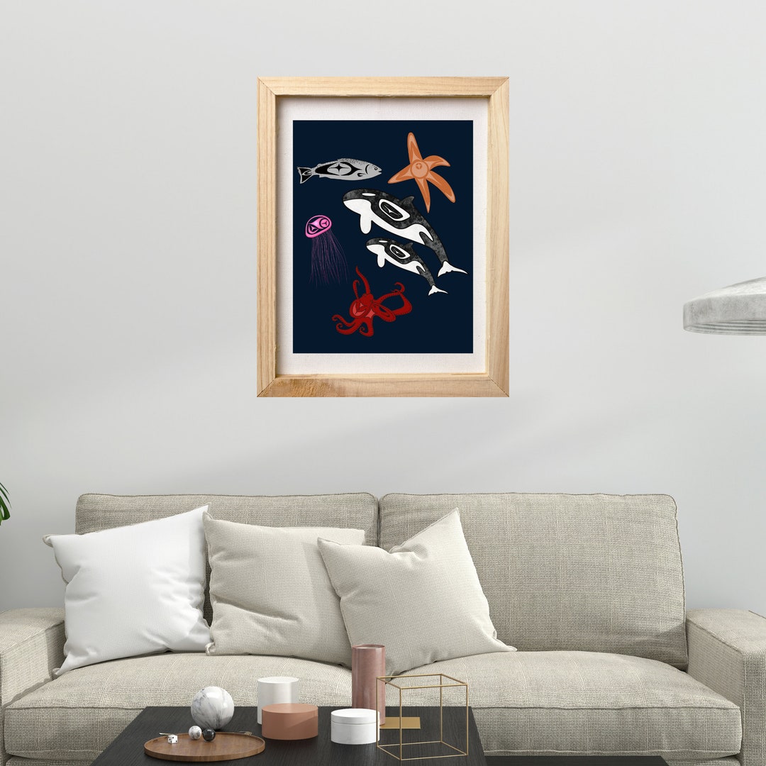 DIGITAL Ocean Animals Print Coast Salish Animals Indigenous Artwork ...