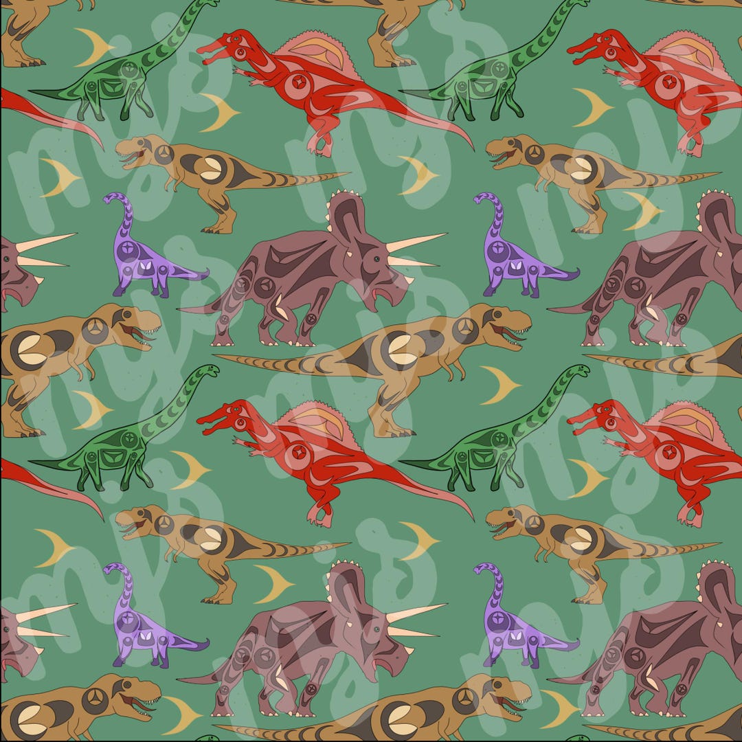 Coast Salish Dinosaurs Repeating Pattern Digital Download Indigenous ...