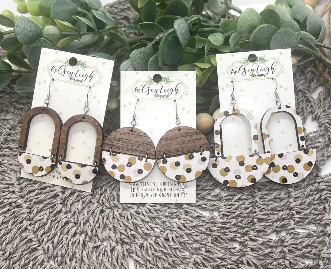 Wood Earrings Boho Wood Split Lightweight Earrings Set Earrings ...