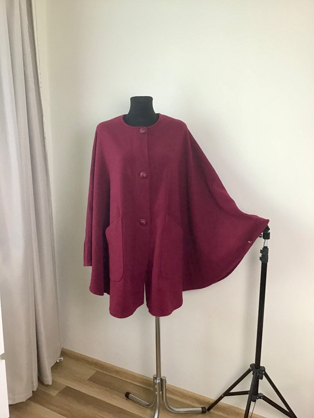 Vintage Womens Burgundy Cape Coat Wool Oversized Cloak Coat - Etsy