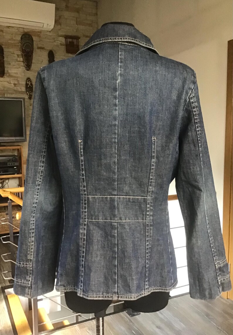 Vintage Women’s Size M- L Blue Denim Jacket Washed Out Double Breasted ...