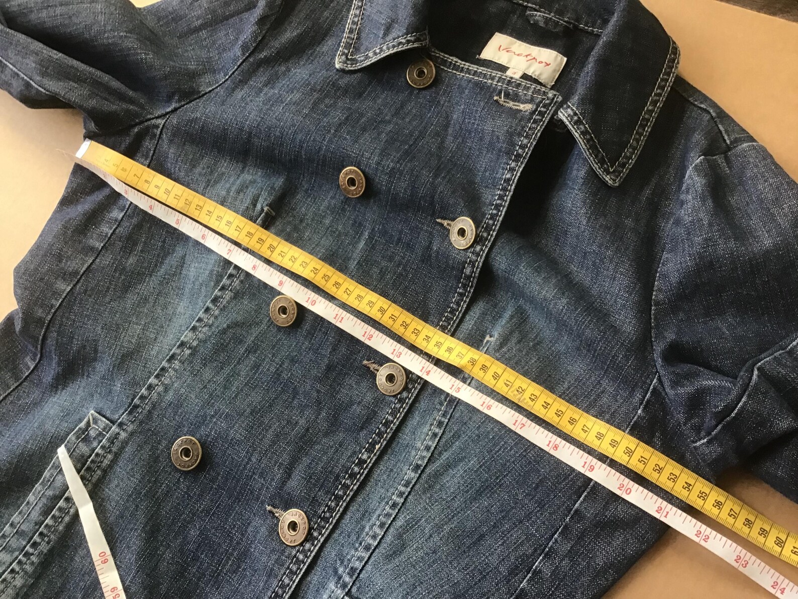 Vintage Women’s Size M- L Blue Denim Jacket Washed Out Double Breasted ...