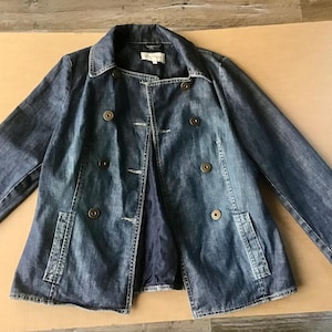 Vintage Women’s Size M- L Blue Denim Jacket Washed Out Double Breasted ...