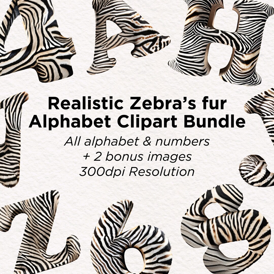 Zebra Fur PNG, Wild Animal Letters, Font, 3D Letters, Alphabet, Digital ...