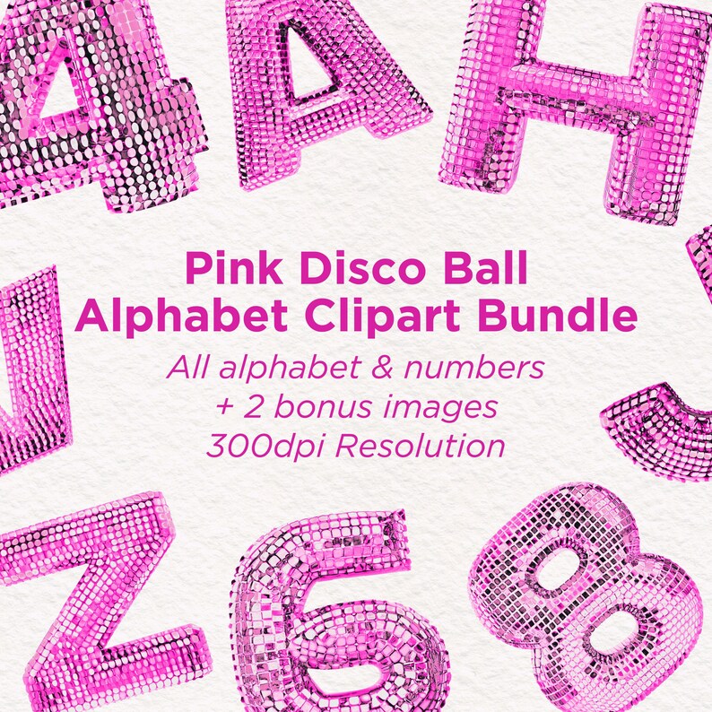 Shocking Pink Disco Ball PNG, Letters, Font, 3D, Alphabet, Digital ...