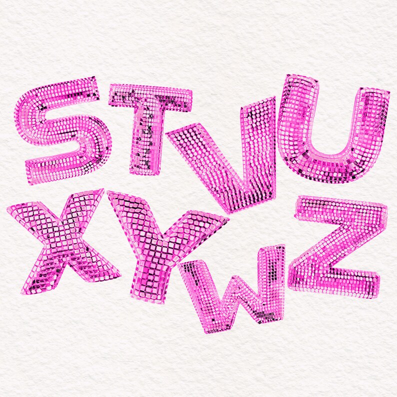 Shocking Pink Disco Ball PNG, Letters, Font, 3D, Alphabet, Digital ...
