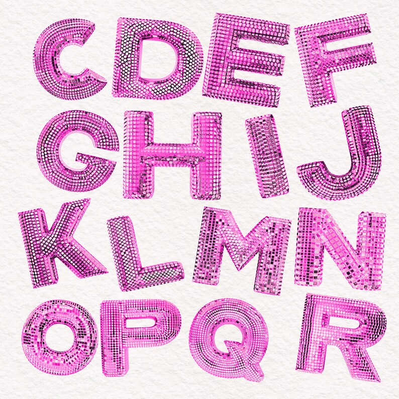 Shocking Pink Disco Ball PNG, Letters, Font, 3D, Alphabet, Digital ...