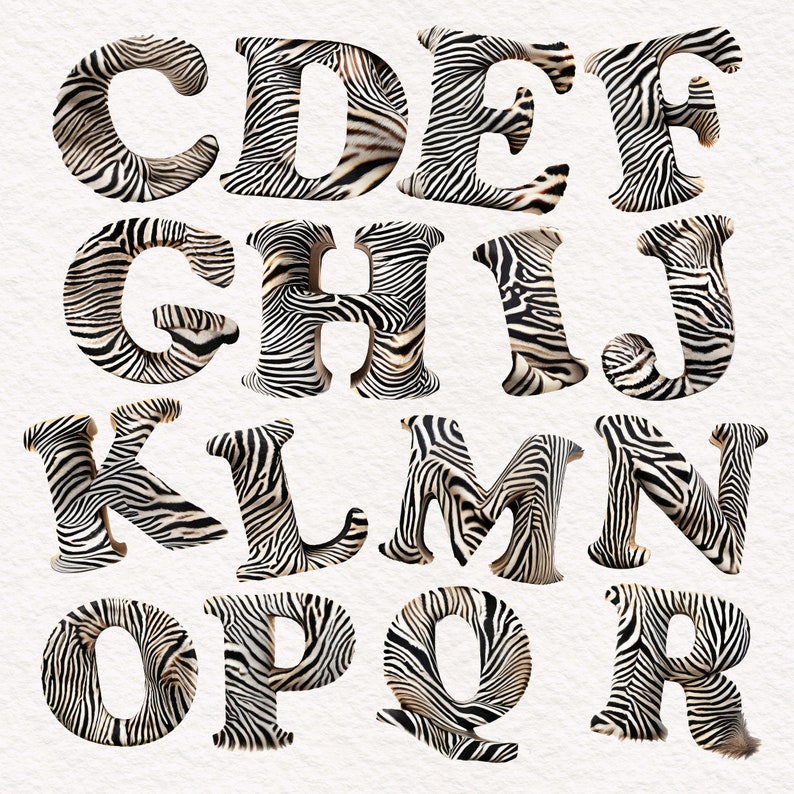 Zebra Fur PNG, Wild Animal Letters, Font, 3D Letters, Alphabet, Digital ...