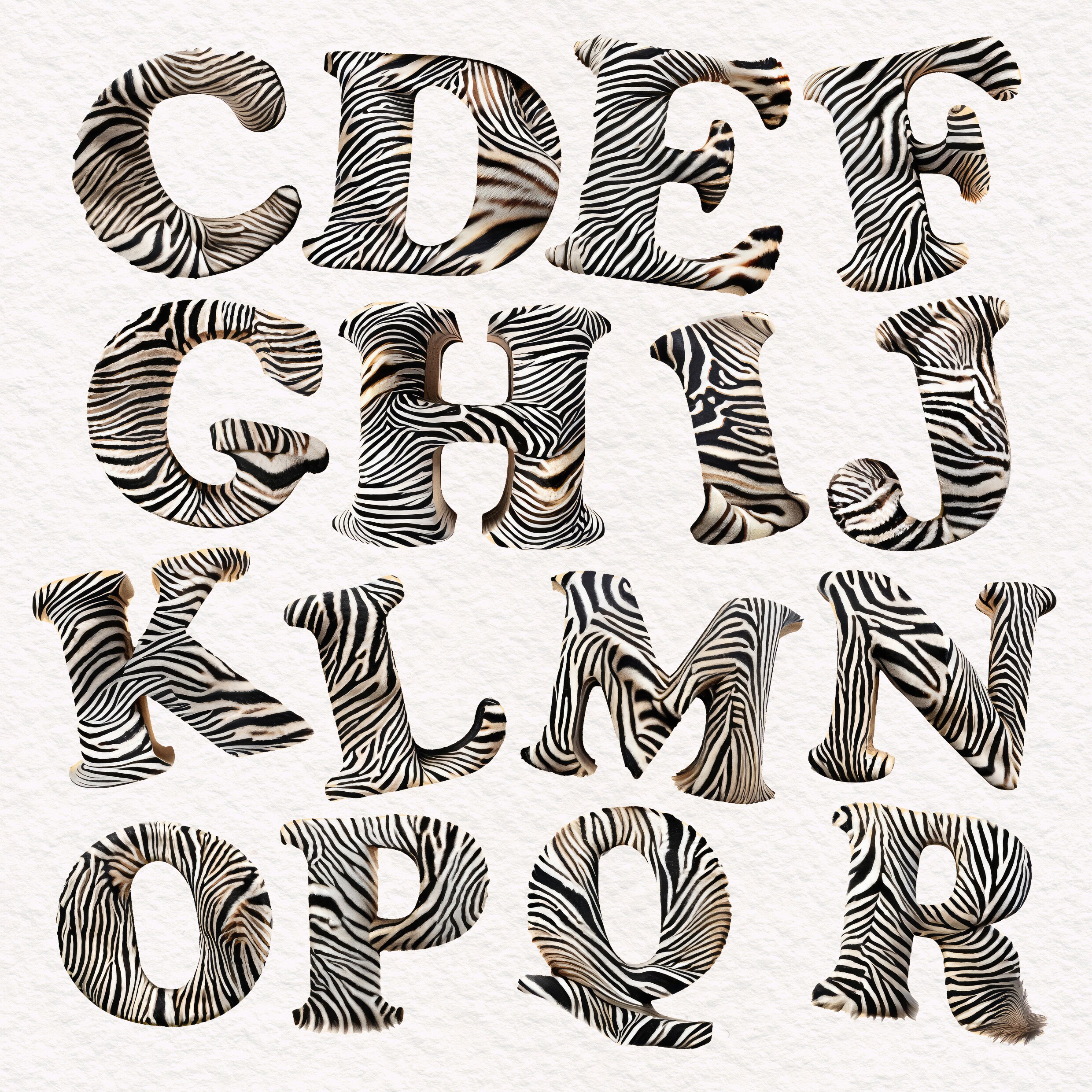 Zebra Fur PNG, Wild Animal Letters, Font, 3D Letters, Alphabet, Digital ...
