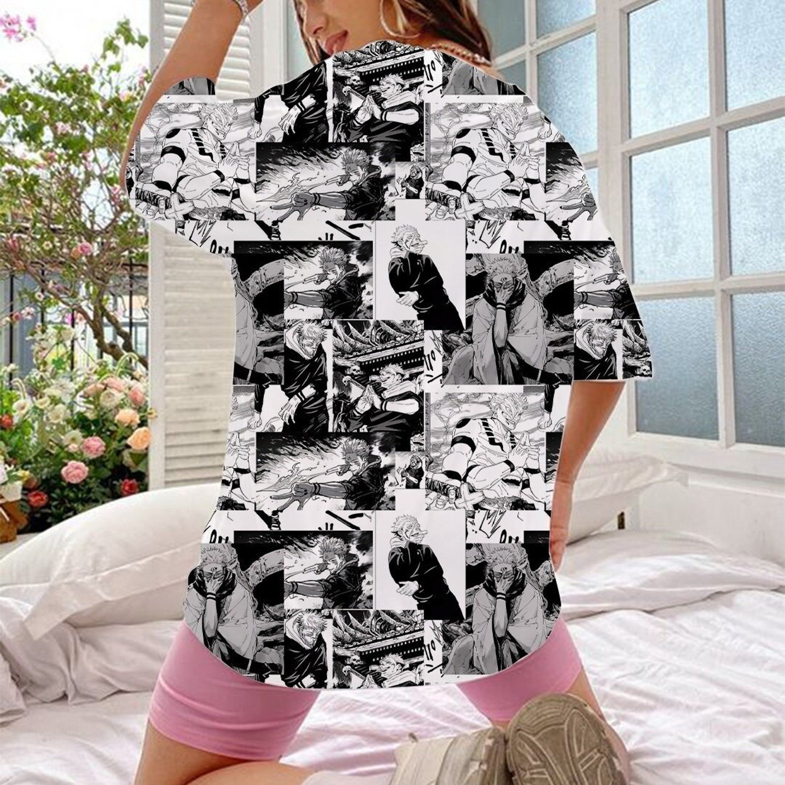 Cool Sukuna of Jujutsu Kaisen in Black and White Anime Tshirts Prints ...