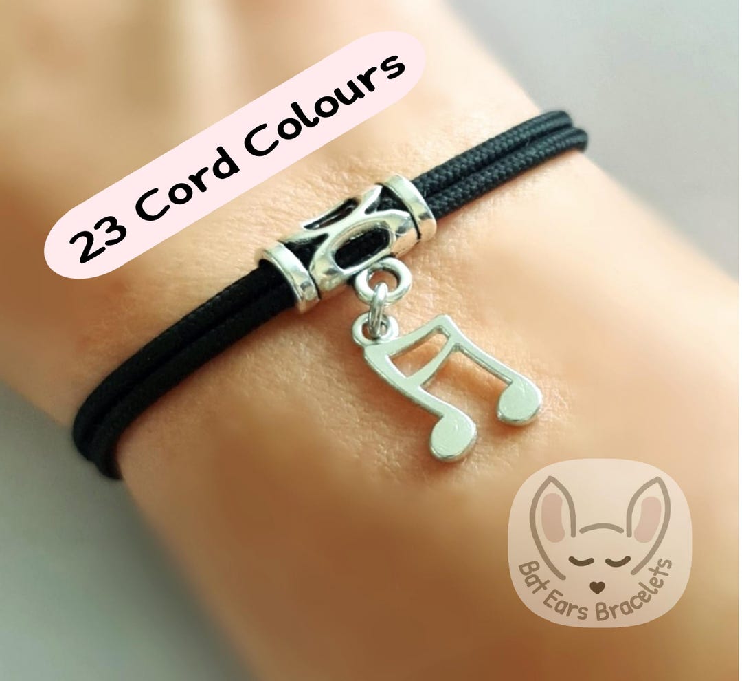 Music Notes Bracelet Musical Music Notes Gift Charm Adjustable Cord ...