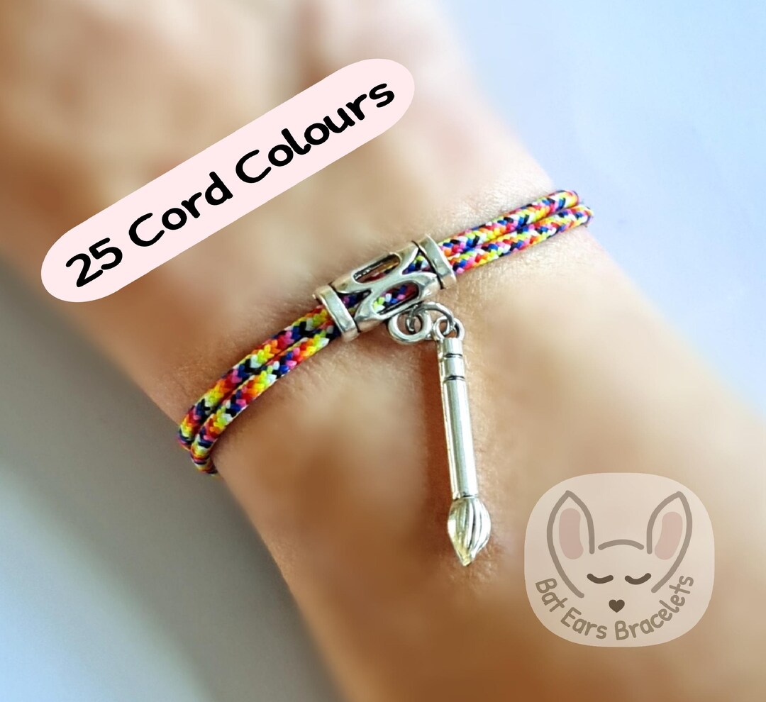 30 CORD COLOURS Paintbrush Bracelet Paint Brush Charm Love to Paint ...