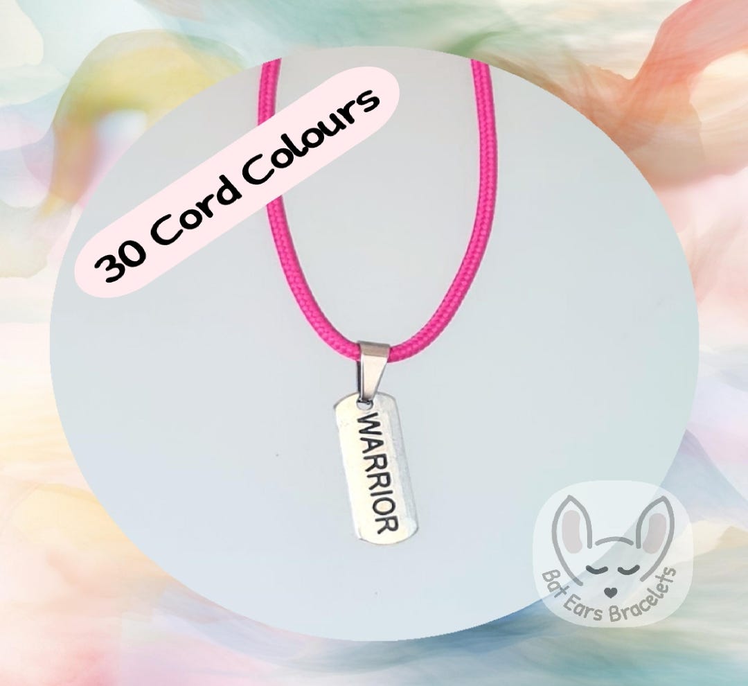 30 CORD COLOURS Warrior Necklace Warrior Charm Survivor Gift Warrior ...