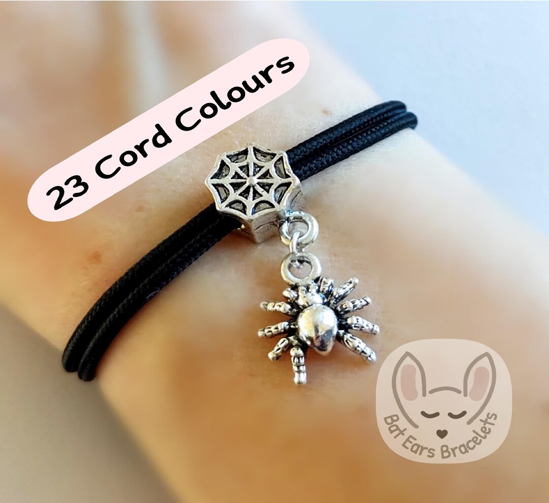 30 CORD COLOURS Spider Bracelet Cobweb Spider Charm Halloween ...