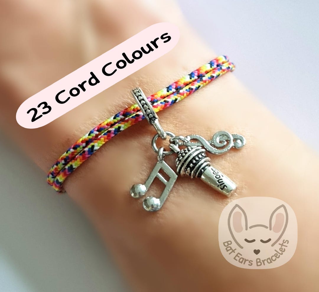 30 CORD COLOURS Singers Gift Bracelet Love to Sing Girl Band Music ...
