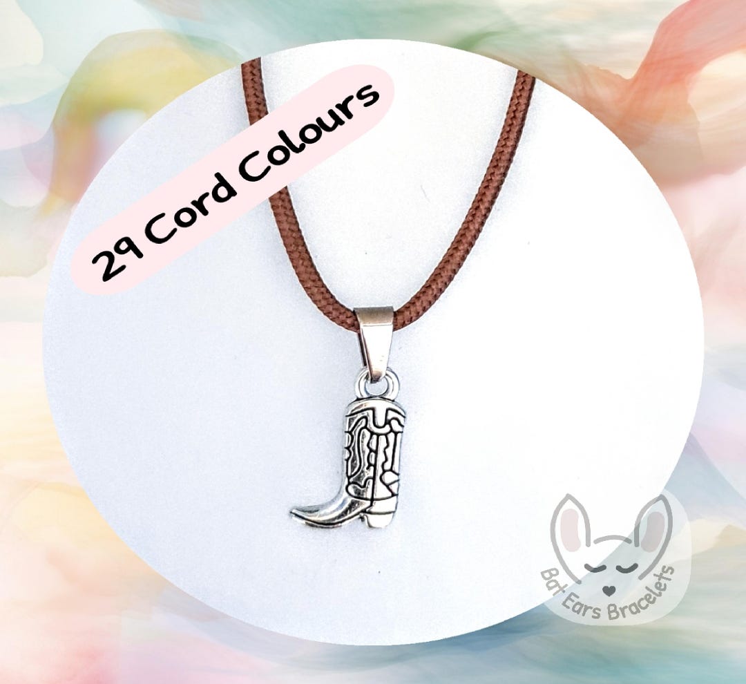 30 CORD COLOURS Cowboy Boot Necklace Cowboy Boot Charm Western Rodeo ...