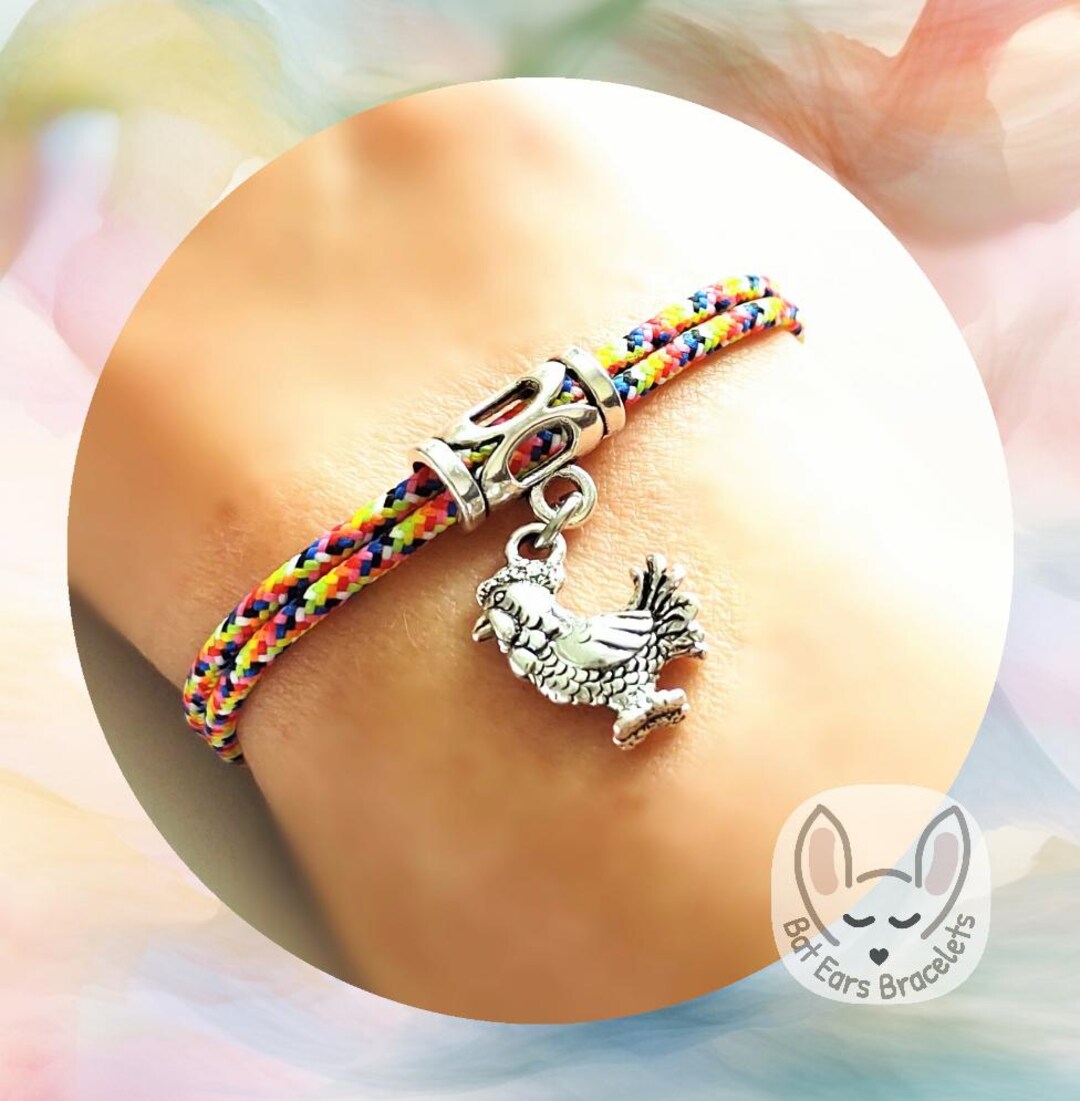 30 CORD COLOURS Chicken Bracelet Chicken Charm Love Chickens Gift ...