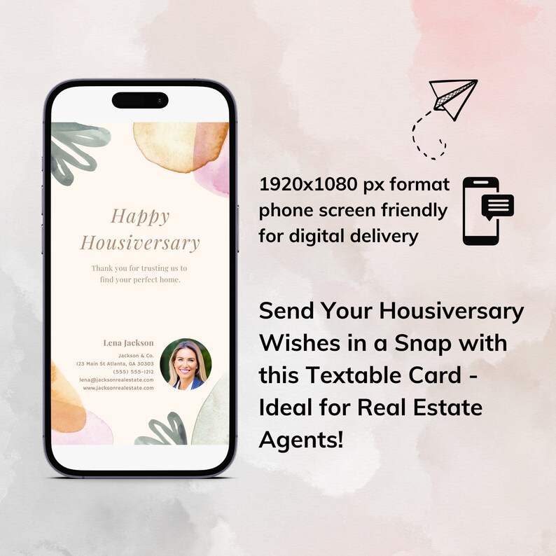 Textable Happy Housiversary Card for Realtors to Send to Clients via ...