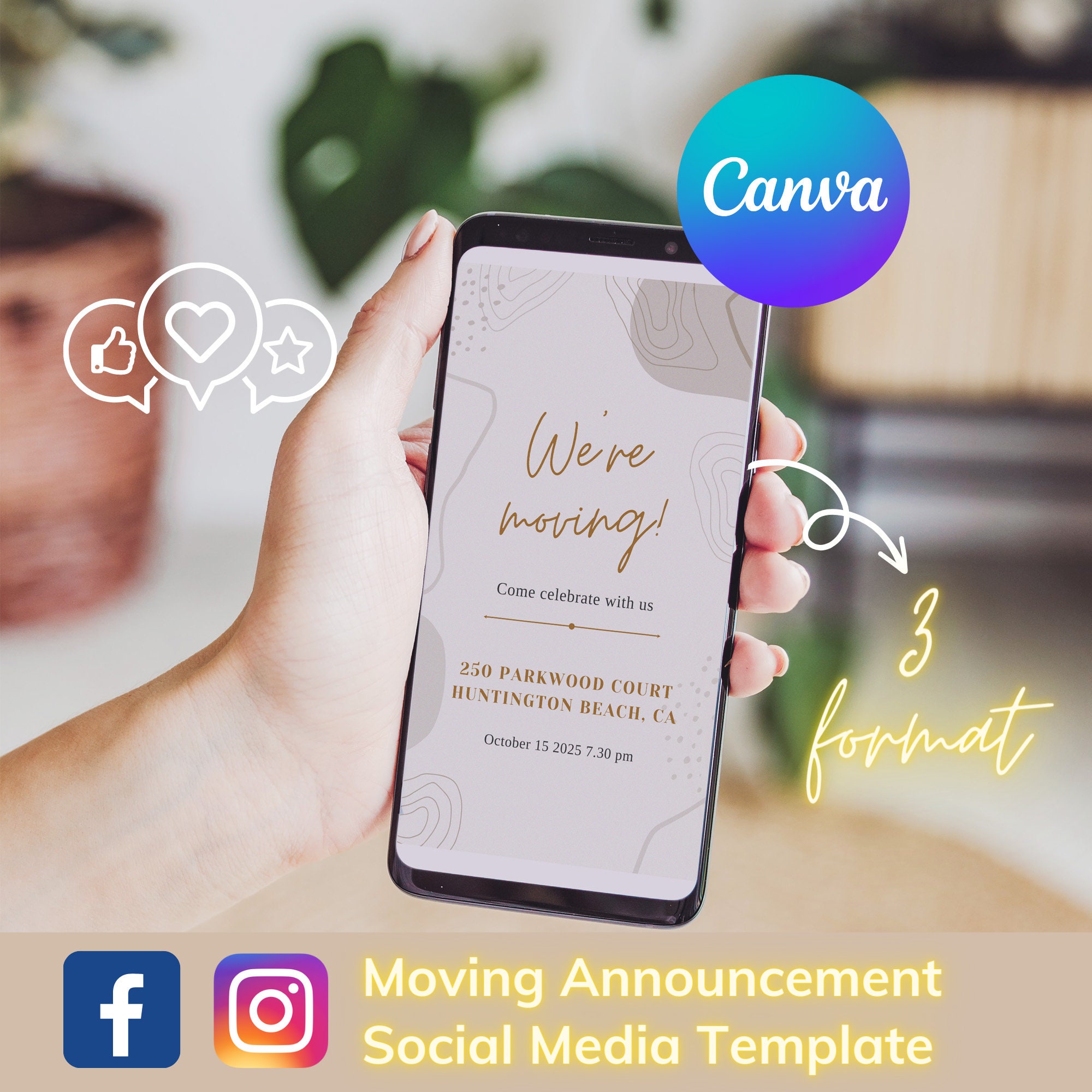Digital Moving Announcement Instagram Stories Custom New Home Facebook ...
