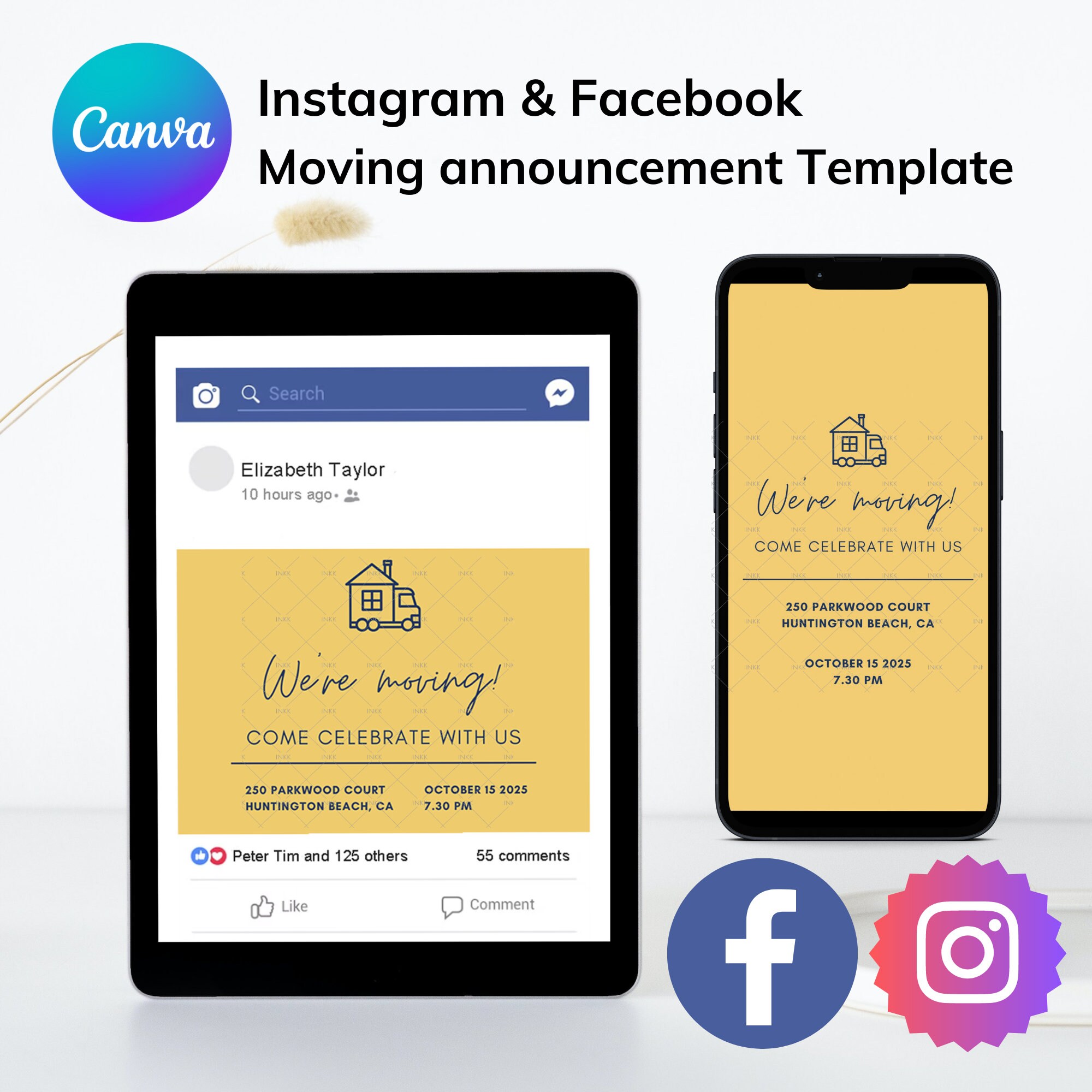 Digital Moving Announcement Instagram Stories Custom New Home Facebook ...