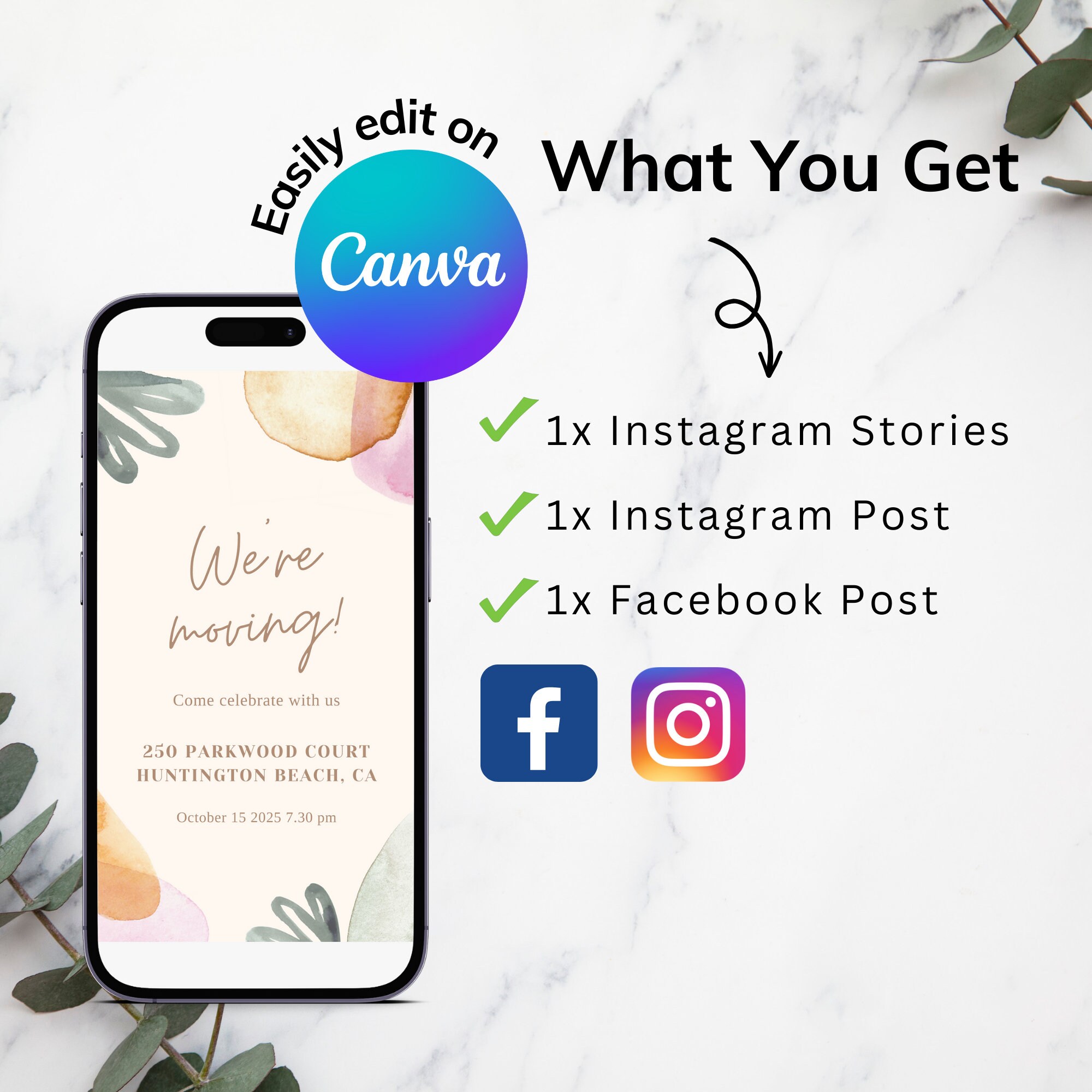 Digital Moving Announcement Instagram Stories Custom New Home Facebook ...