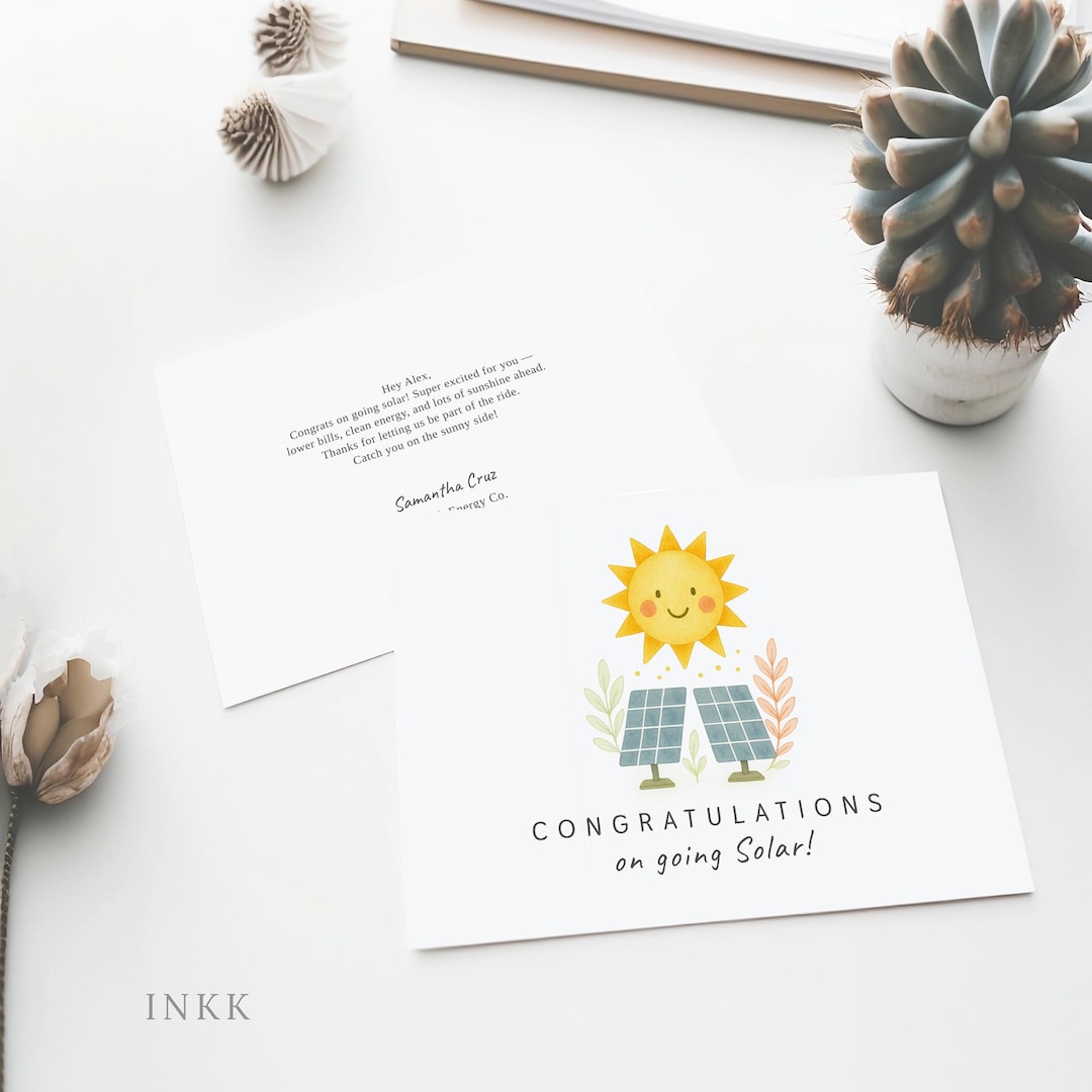 Printable Solar Congrats Card Template | Canva Editable Solar Panel ...