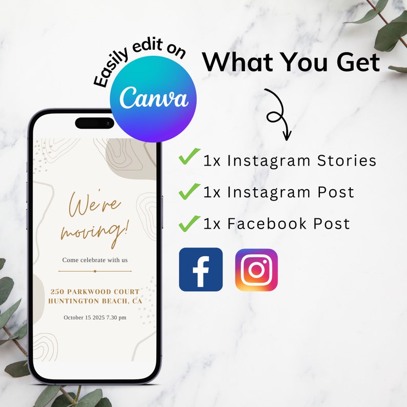 Digital Moving Announcement Instagram Stories Custom New Home Facebook ...