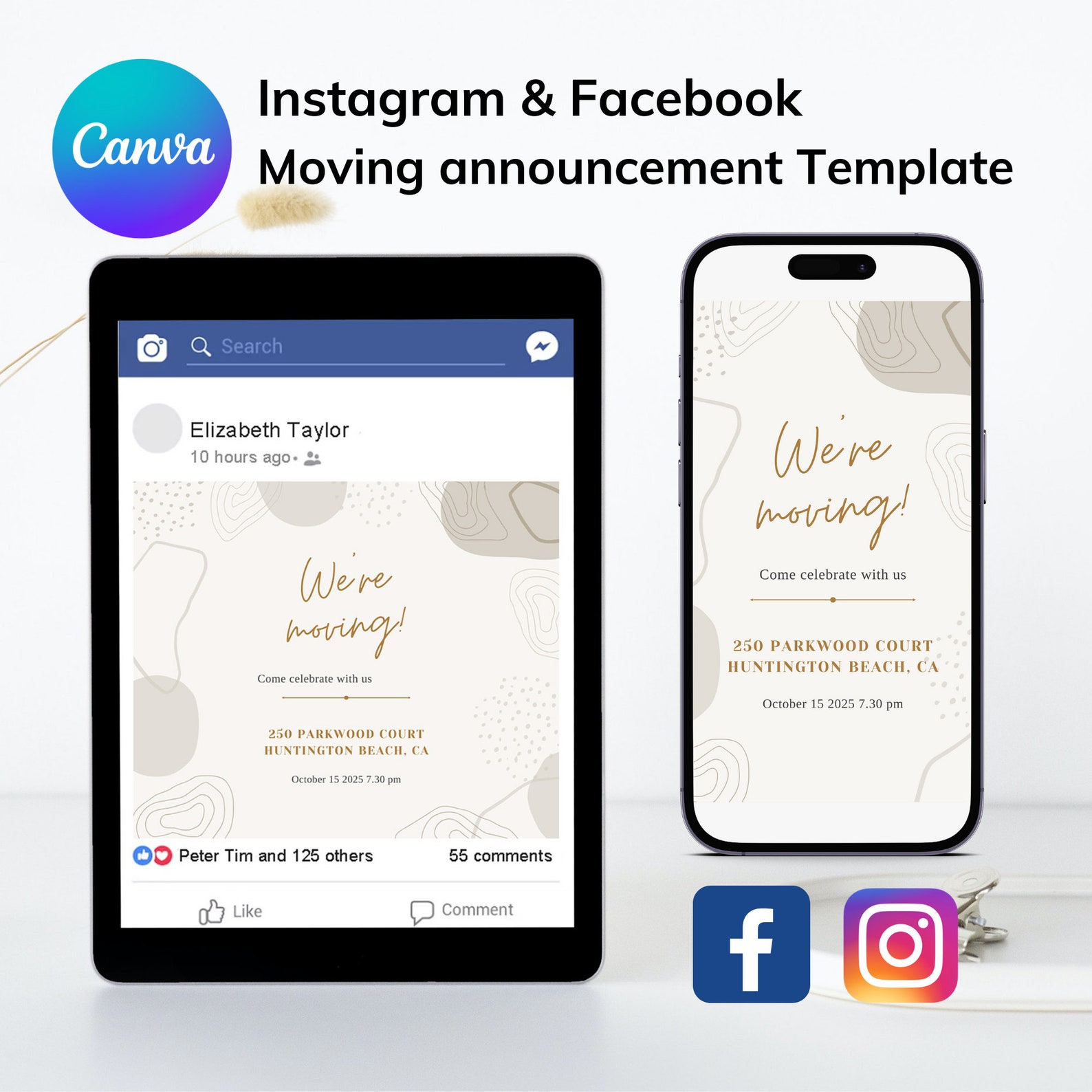 Digital Moving Announcement Instagram Stories Custom New Home Facebook ...