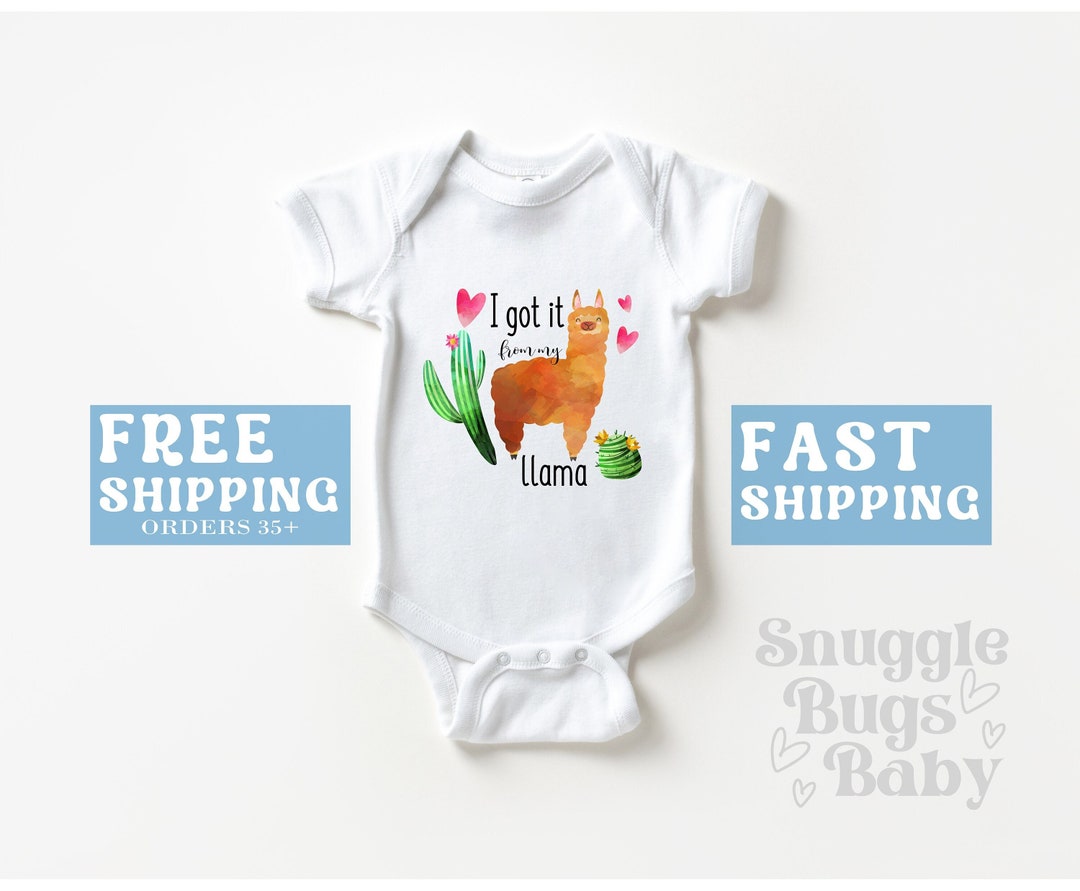 Cute Llama Baby Bodysuit, Llama Toddler Shirt, Funny Baby Shower Gift ...
