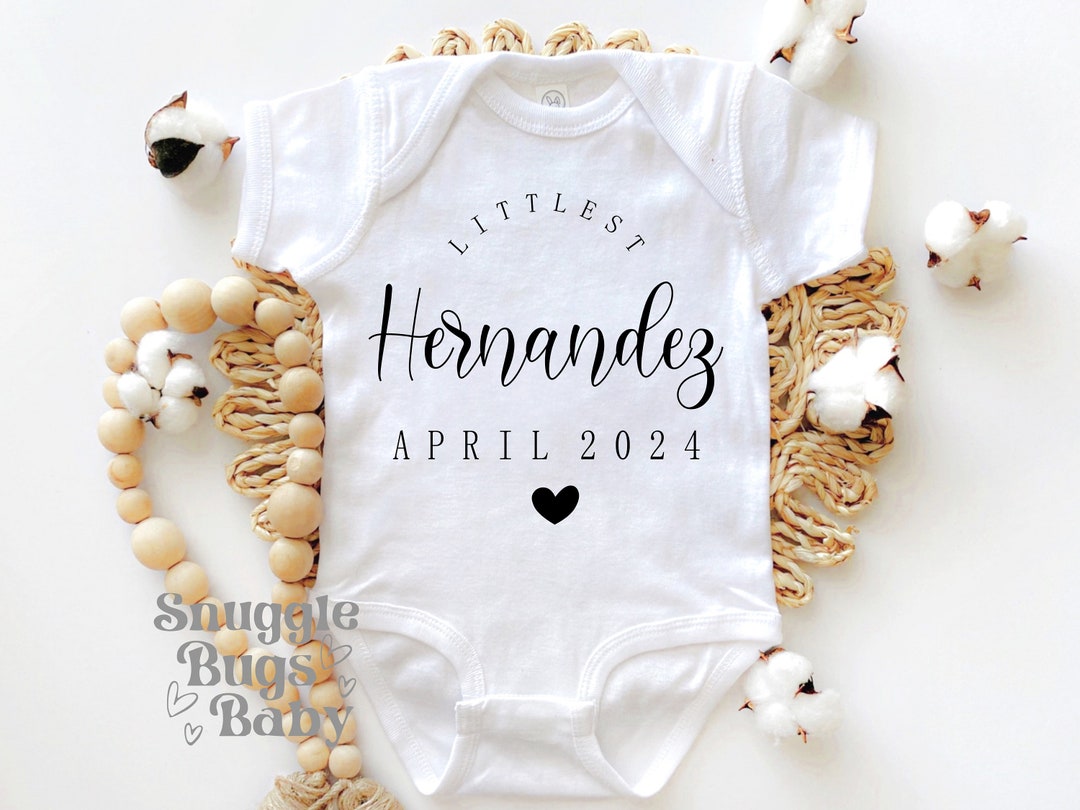 Personalize Baby Last Name Baby Bodysuit- Custom Pregnancy Announcement ...