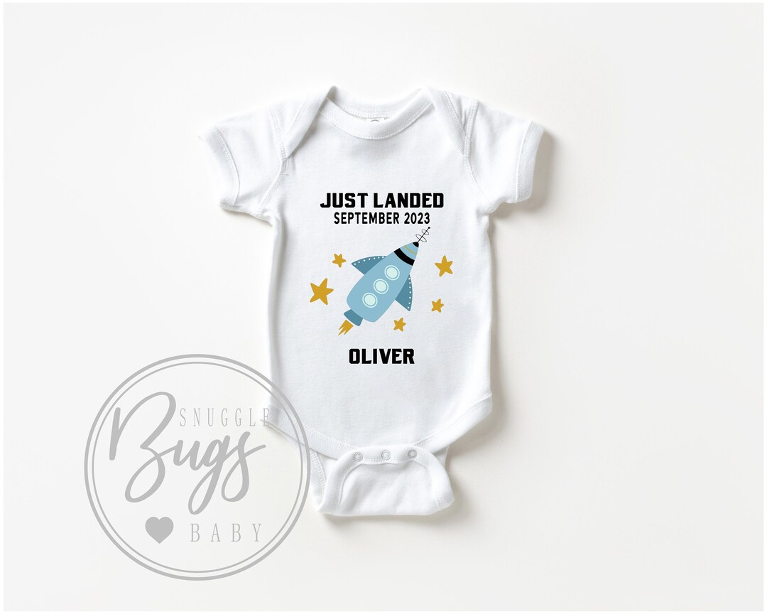 Just Landed Baby Bodysuit: Spaceship Astronaut Outfit, Custom Name ...