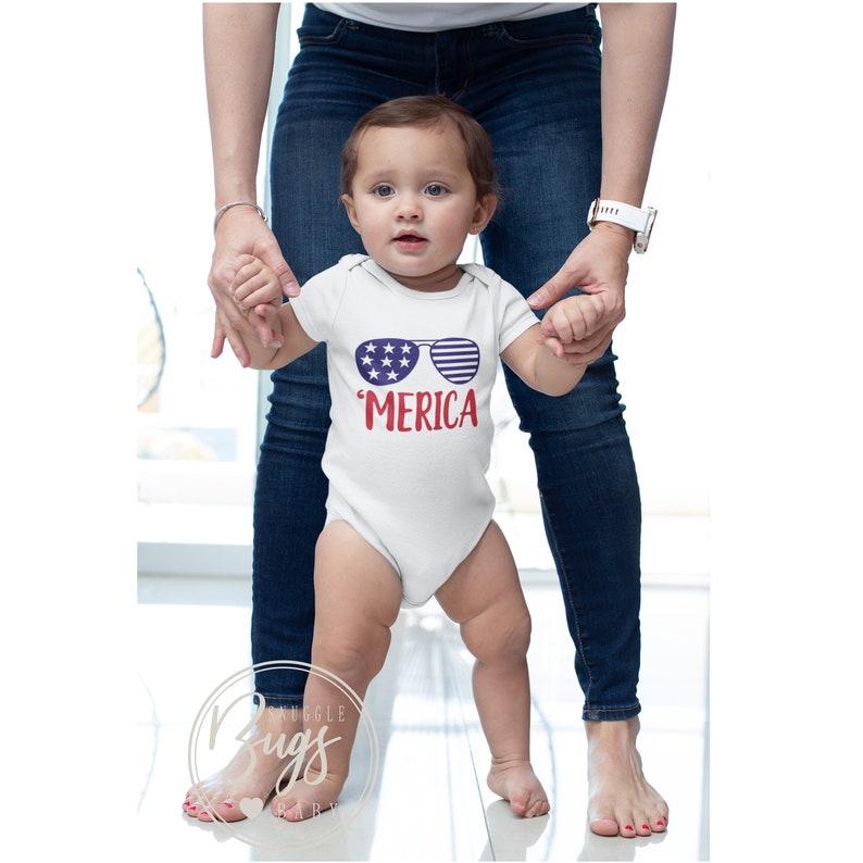 Merica Glasses Baby Bodysuit 4th of July Bodysuit Merica | Etsy