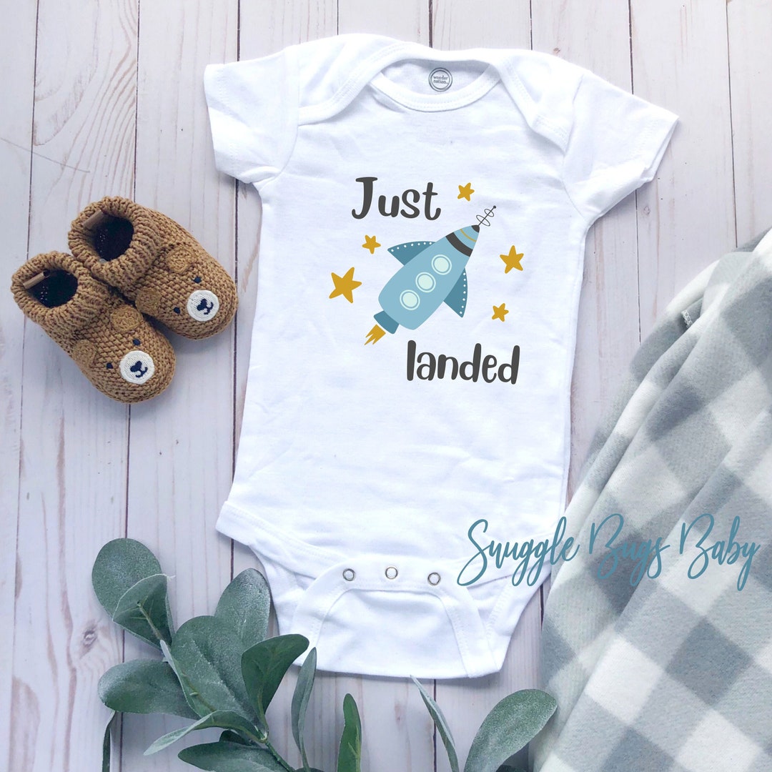 Just Landed Baby Bodysuit: Space Rocket, Astronaut Theme - Etsy