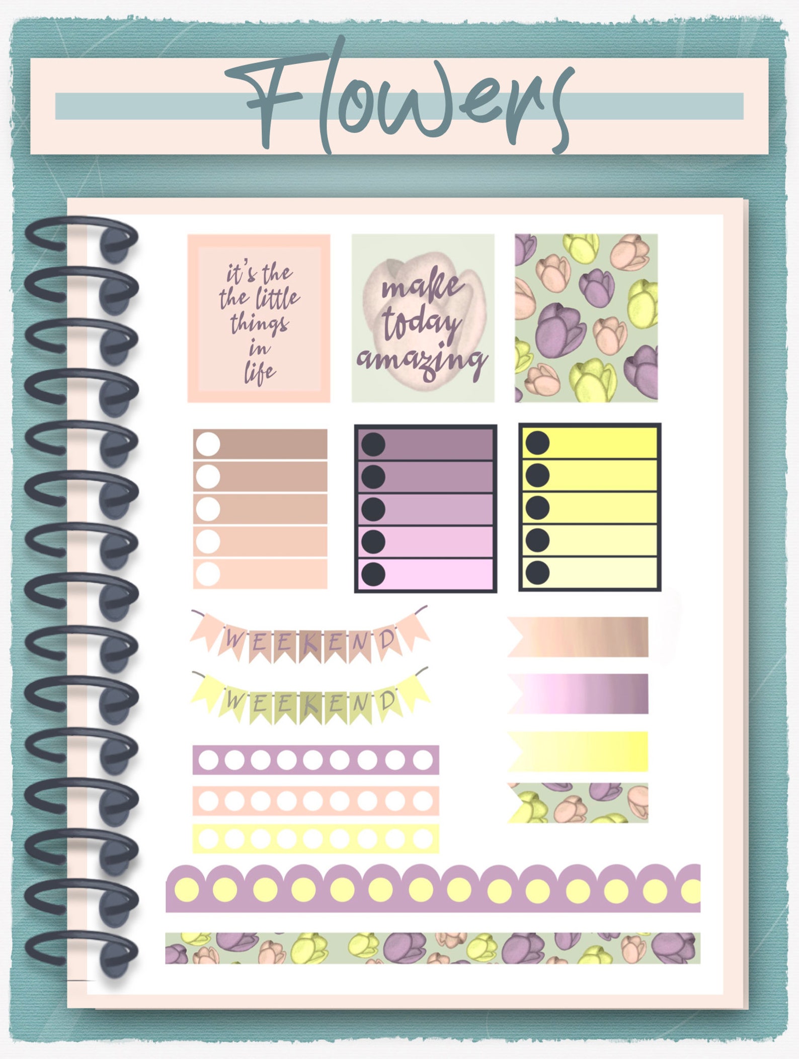 Flower Digital Stickers | Spring Planner Stickers | Tulip Stickers - Etsy