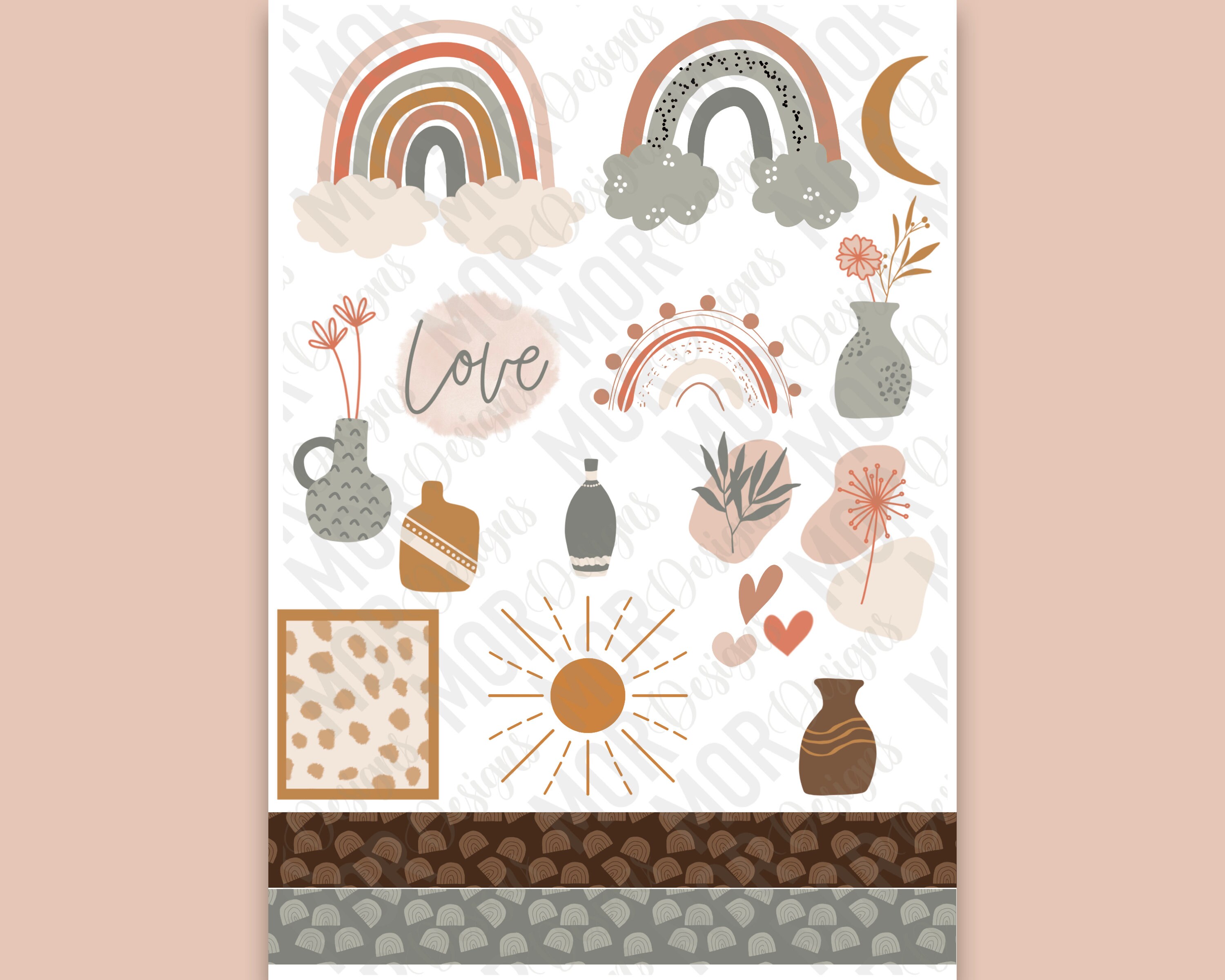 Boho Digital Stickers | Etsy