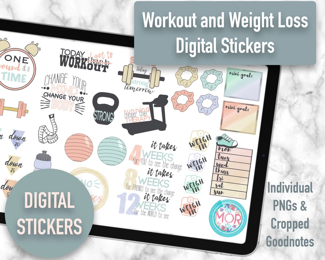 Fitness and Weight Loss Digital Stickers - Etsy