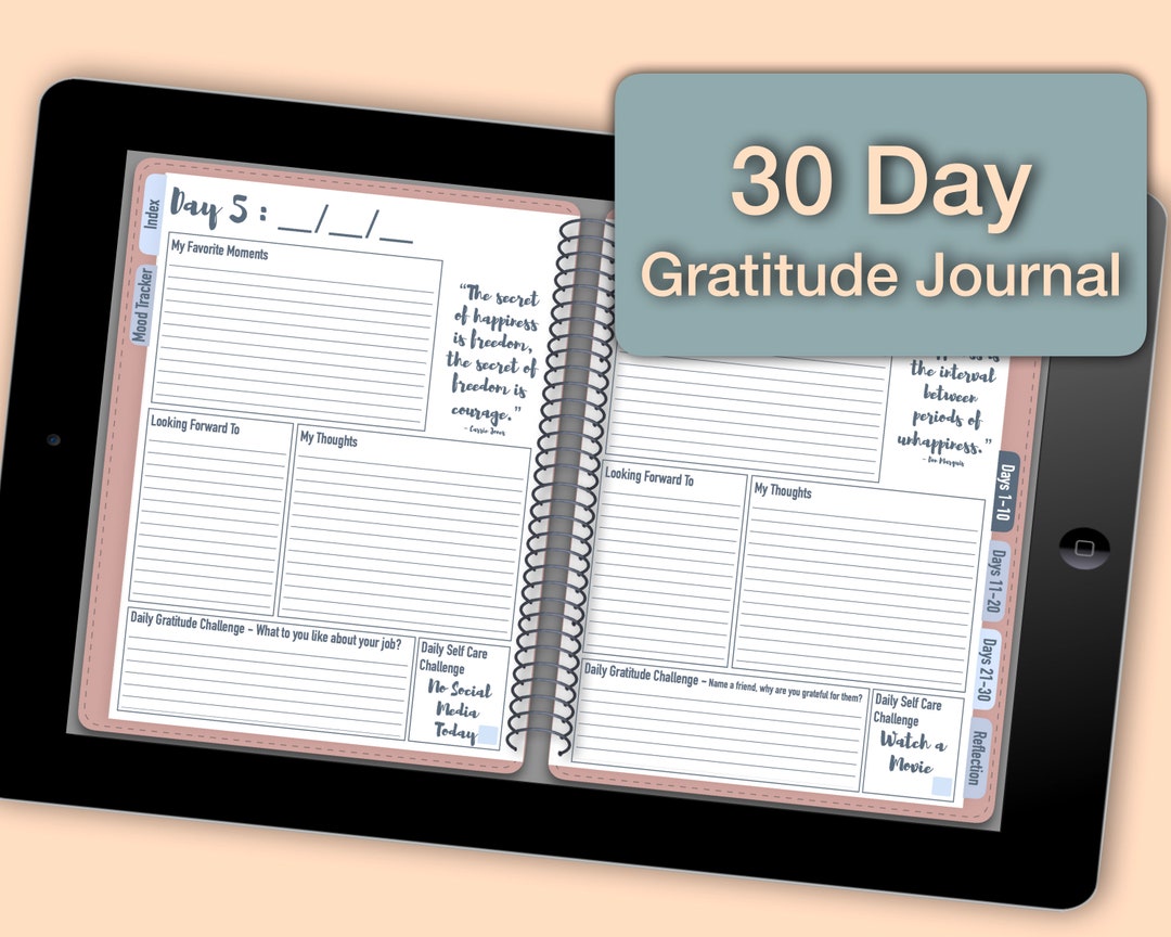 30 Days of Gratitude Digital Notebook - Etsy