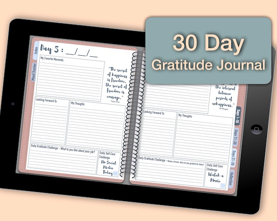 30 Days of Gratitude Digital Notebook | Etsy