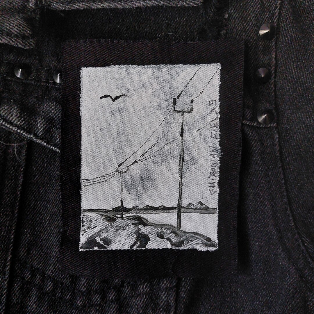 Power Line 01 | Handpainted Patch | Black Metal | Handmade | Original ...