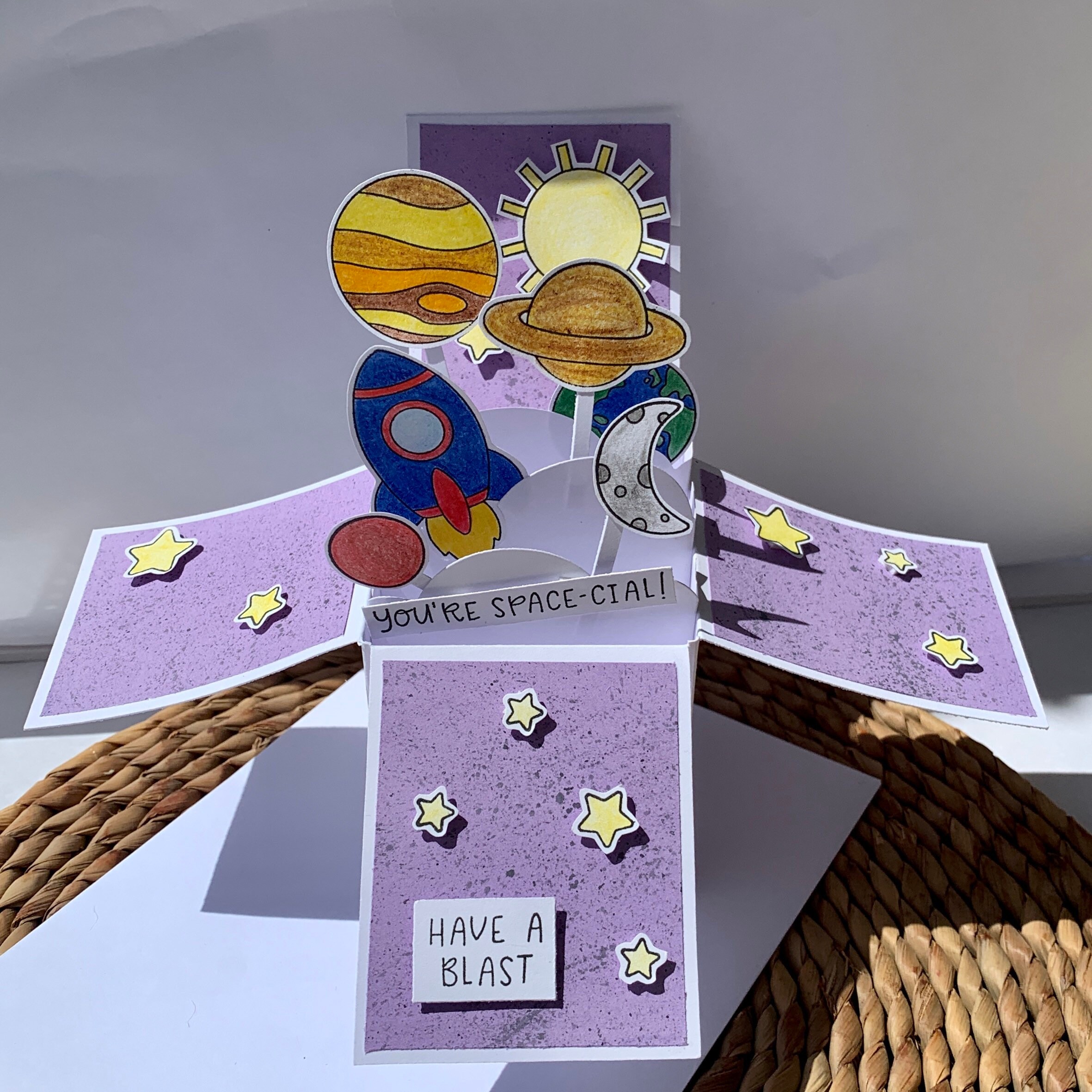 Handmade 3D Space Themed Card Box Card Planets and Rocket | Etsy