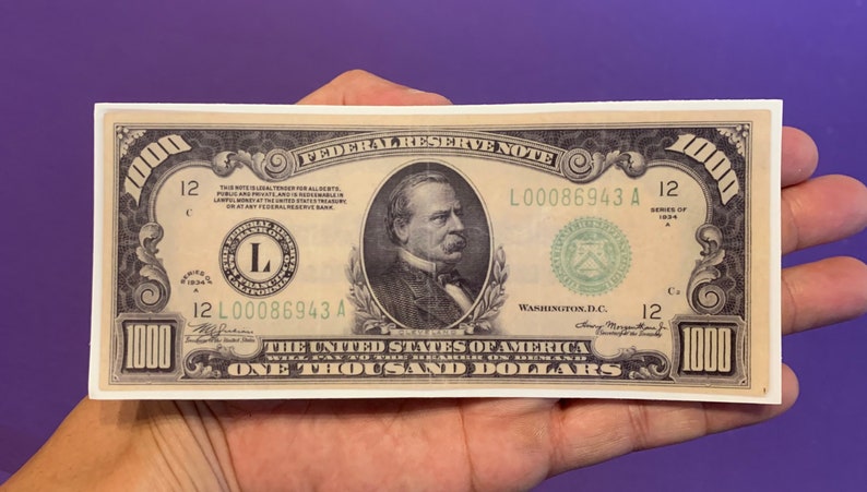 1000 Dollar Bill Sticker | Etsy