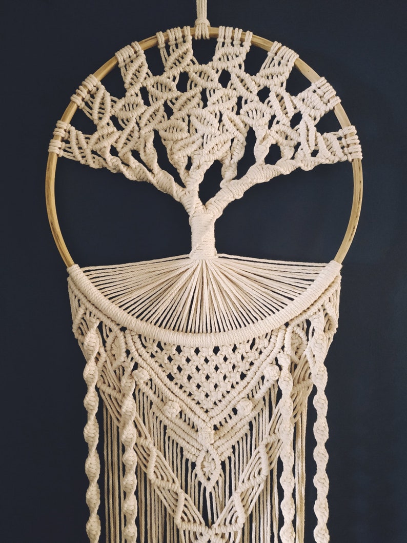 Gorgeous MACRAMÉ Dream Catcher Tree of Life Feathers Wall - Etsy