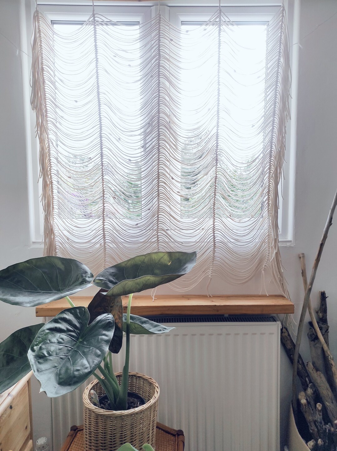 UNIQUE Stunning Feminine MACRAME Window Curtain Broom Divider Patio ...