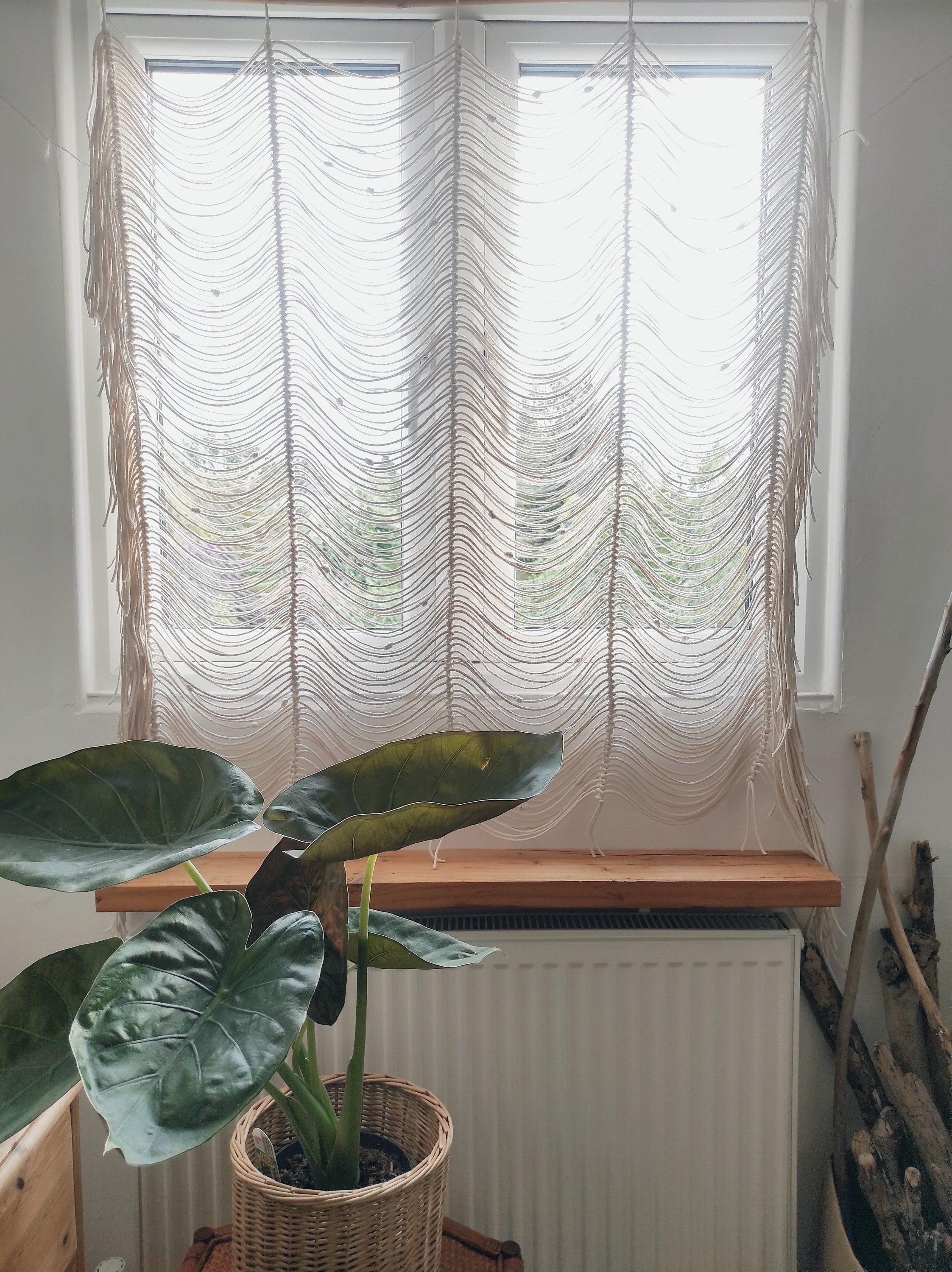 UNIQUE Stunning Feminine MACRAME Window Curtain Broom Divider - Etsy