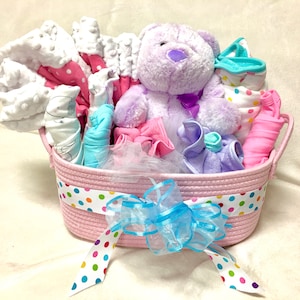 Baby Bunny Basket : Baby Shower, Baby Gift Basket, Baby Girl Gift, New ...