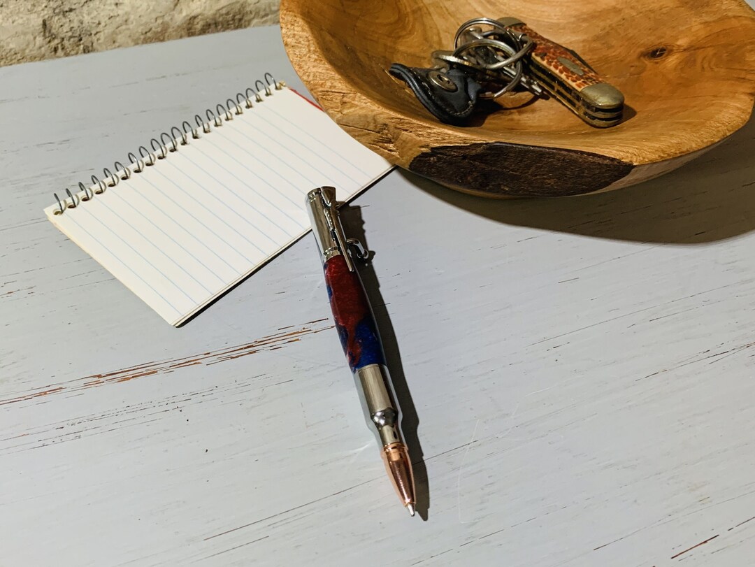Hand-turned Bolt Action Pen Red White Blue Resin America USA - Etsy