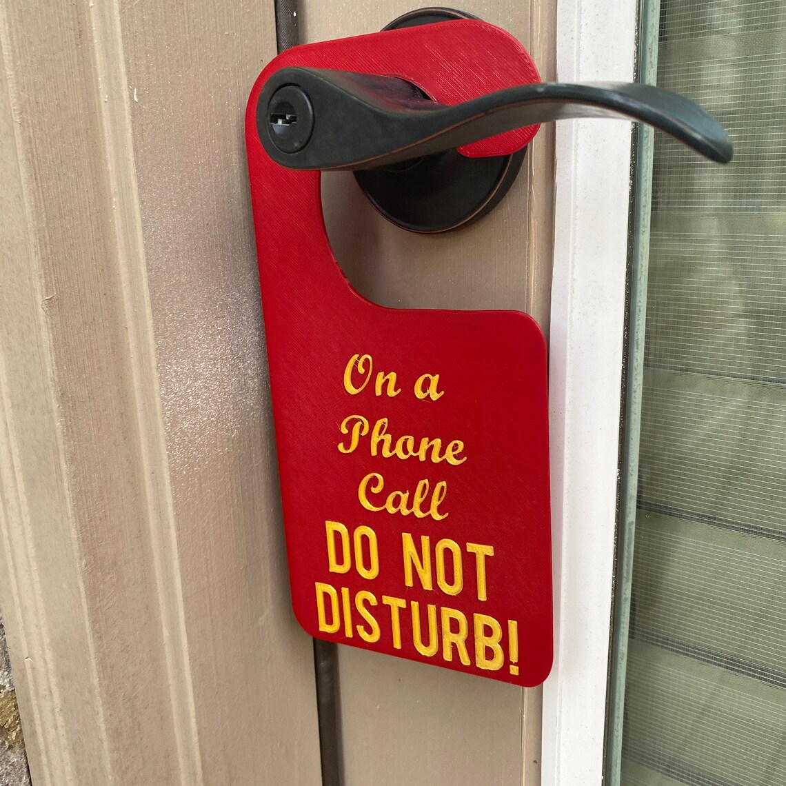 Door Hanger - on a Phone Call, Do Not Disturb. Universal Size 3D ...