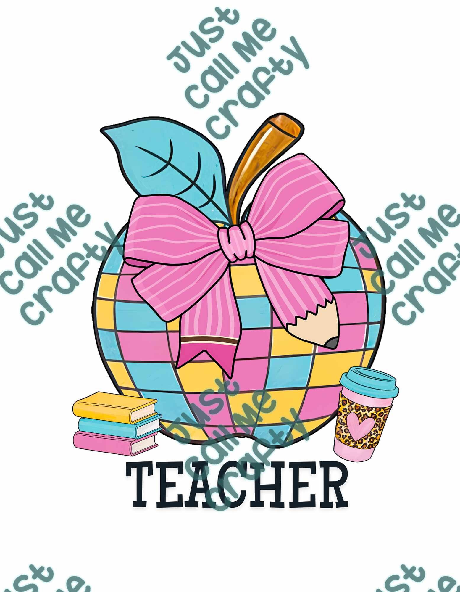 Coquette Teacher Png, Teacher Disco Apple Coquette Bow Png, Teach Love ...